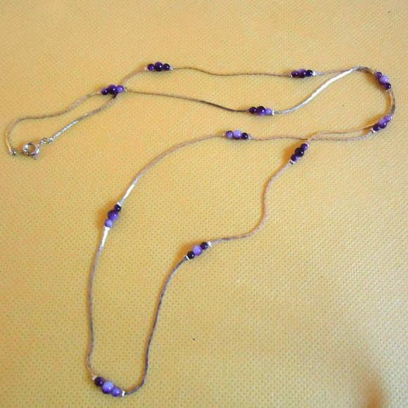 Korea | Jewelry | Gold Tone Serpentine Chain Necklace With Purple Beads ...